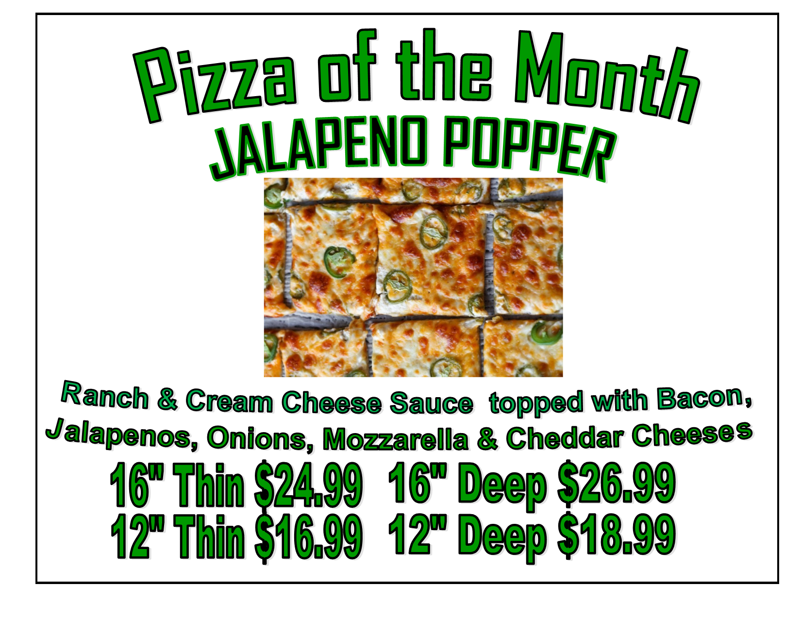 King Pin Lanes > FOOD MENU > PIZZA OF THE MONTH